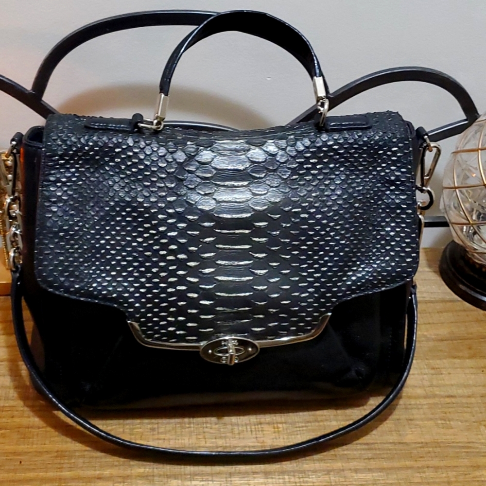 Coach Madison Glitter Python Sadie Flap Satchel (Coac… - Gem